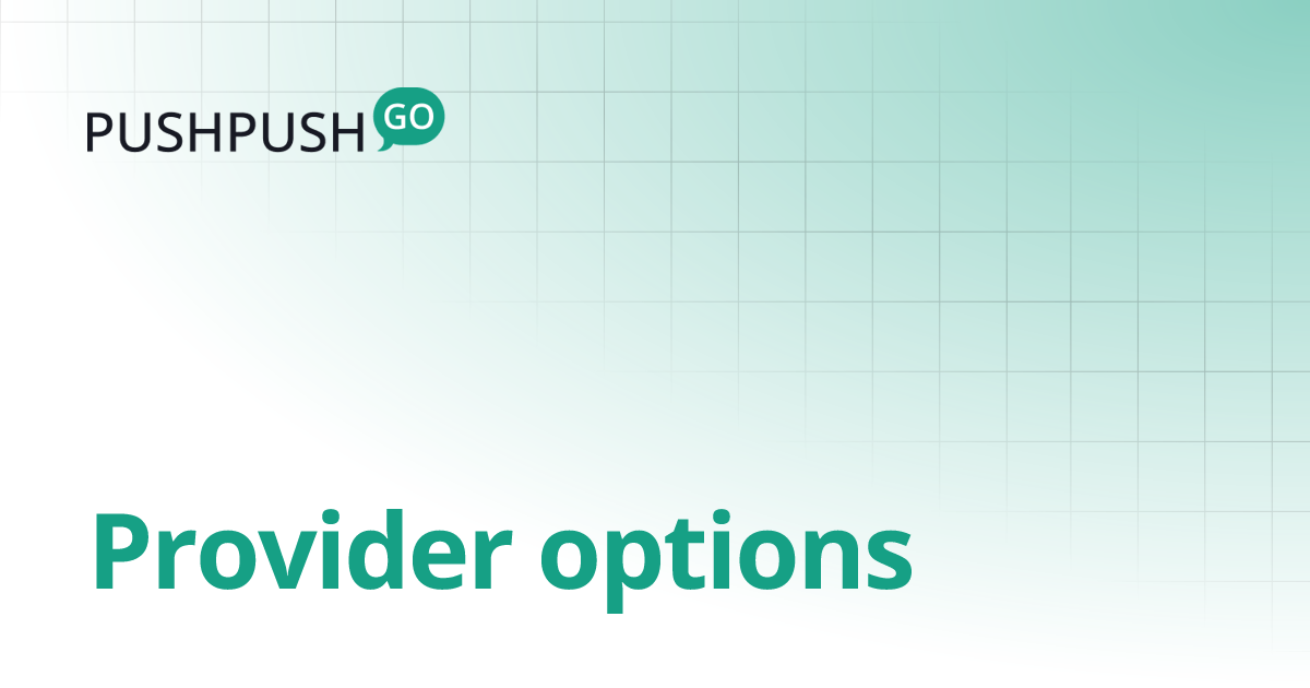 Provider options | PushPushGo